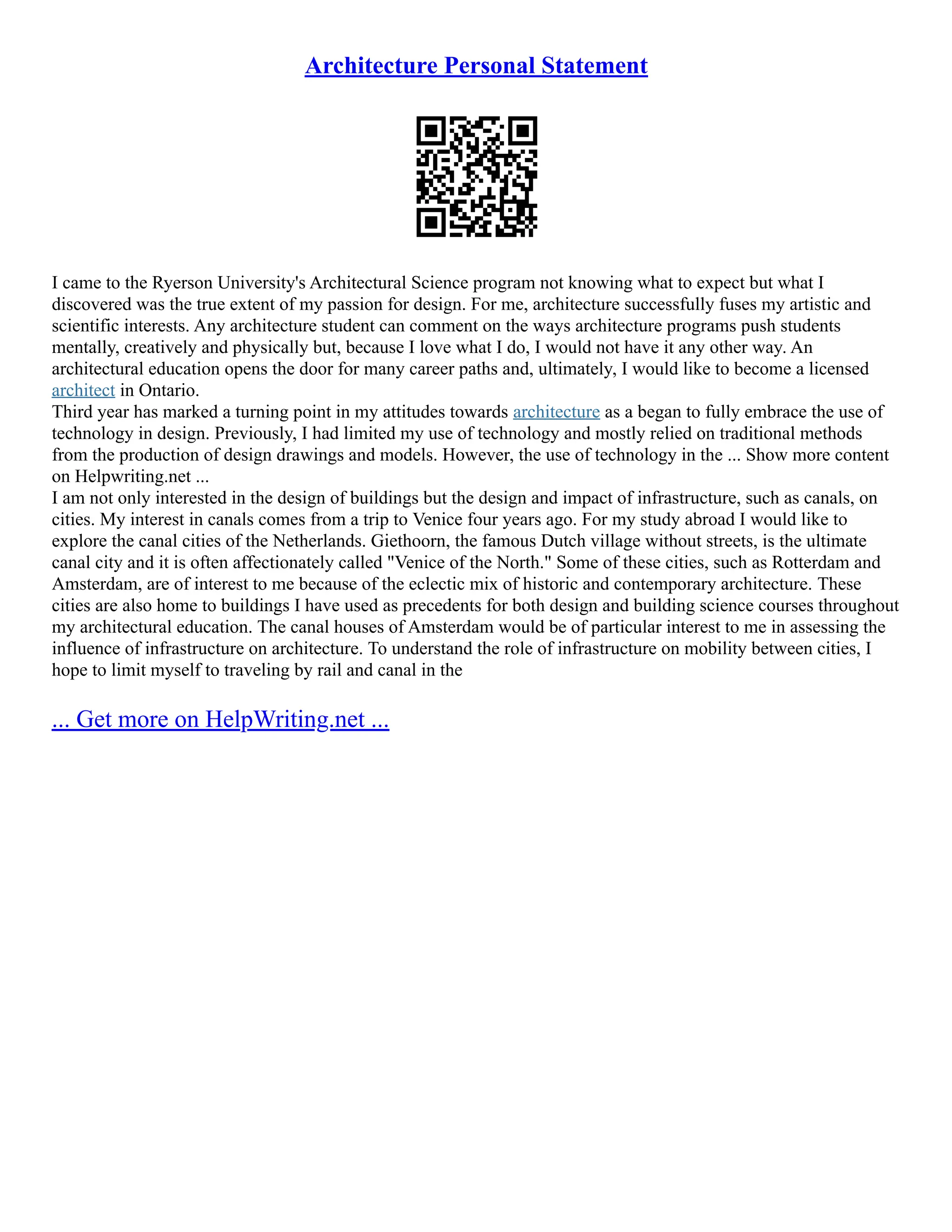 Architecture Personal Statement | PDF