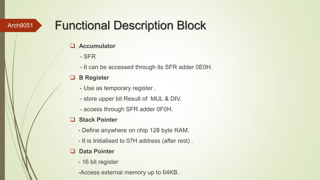 MICROCONTROLLER 8051- Architecture & Pin Configuration | PPTX