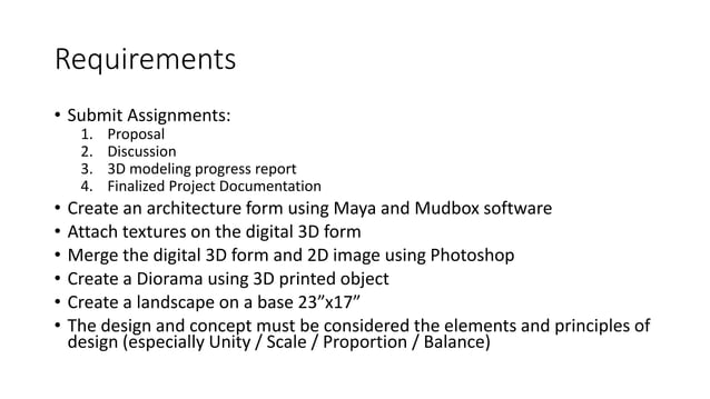 Architecture project maya(diorama) | PPT