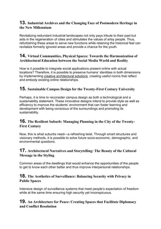 Architecture Thesis Topics: 31 Exciting Ideas for 2024 | PDF