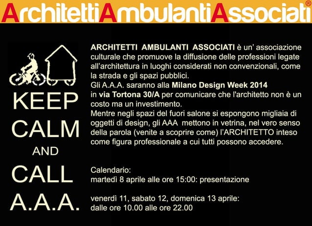 Architetti Ambulanti Associati a Milano Design Week 2014 | PPT
