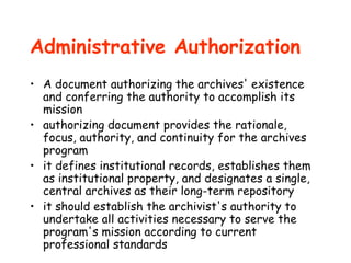 Archival Management: Principles and Techniques | PPT
