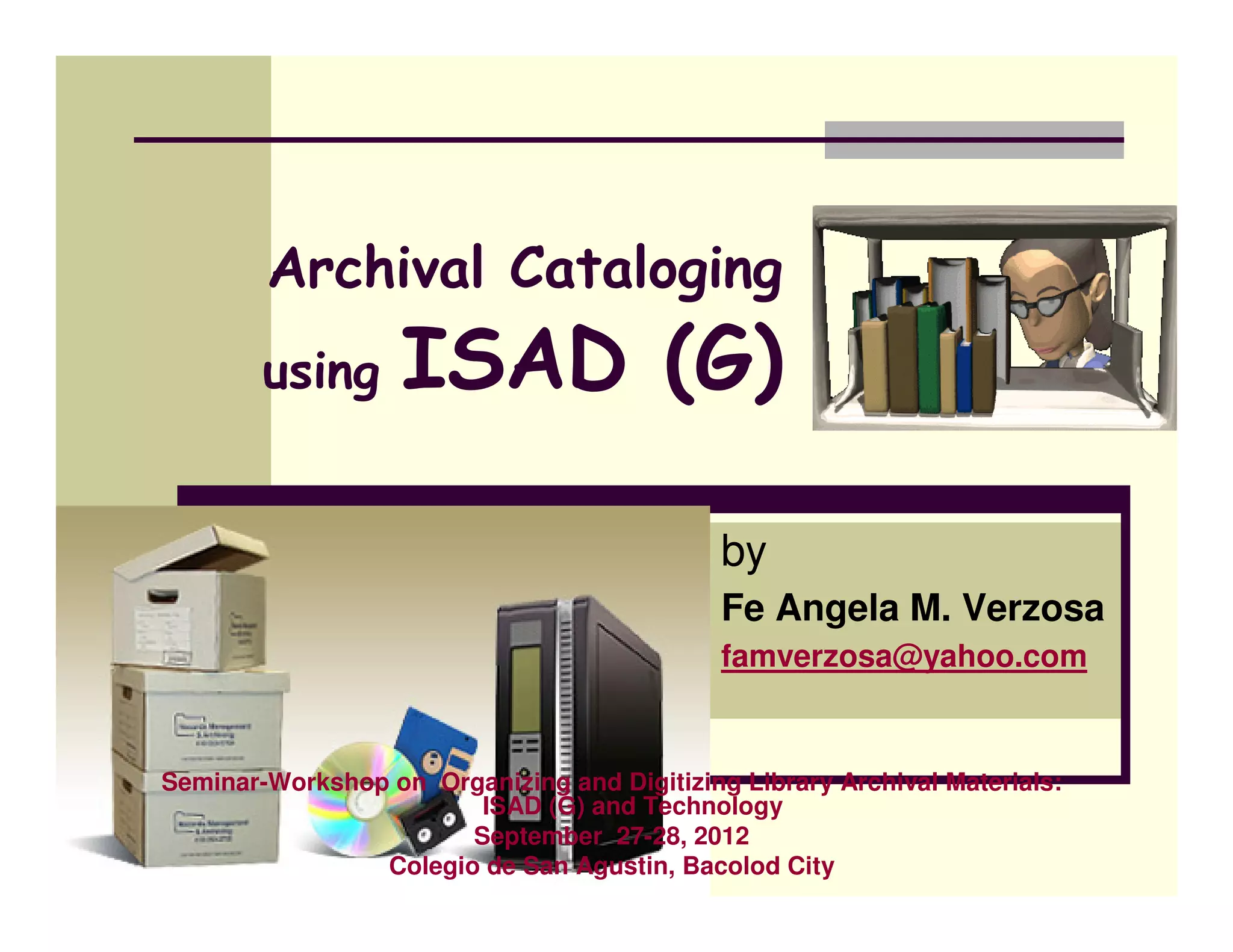 Archival cataloging using ISAD-G | PDF