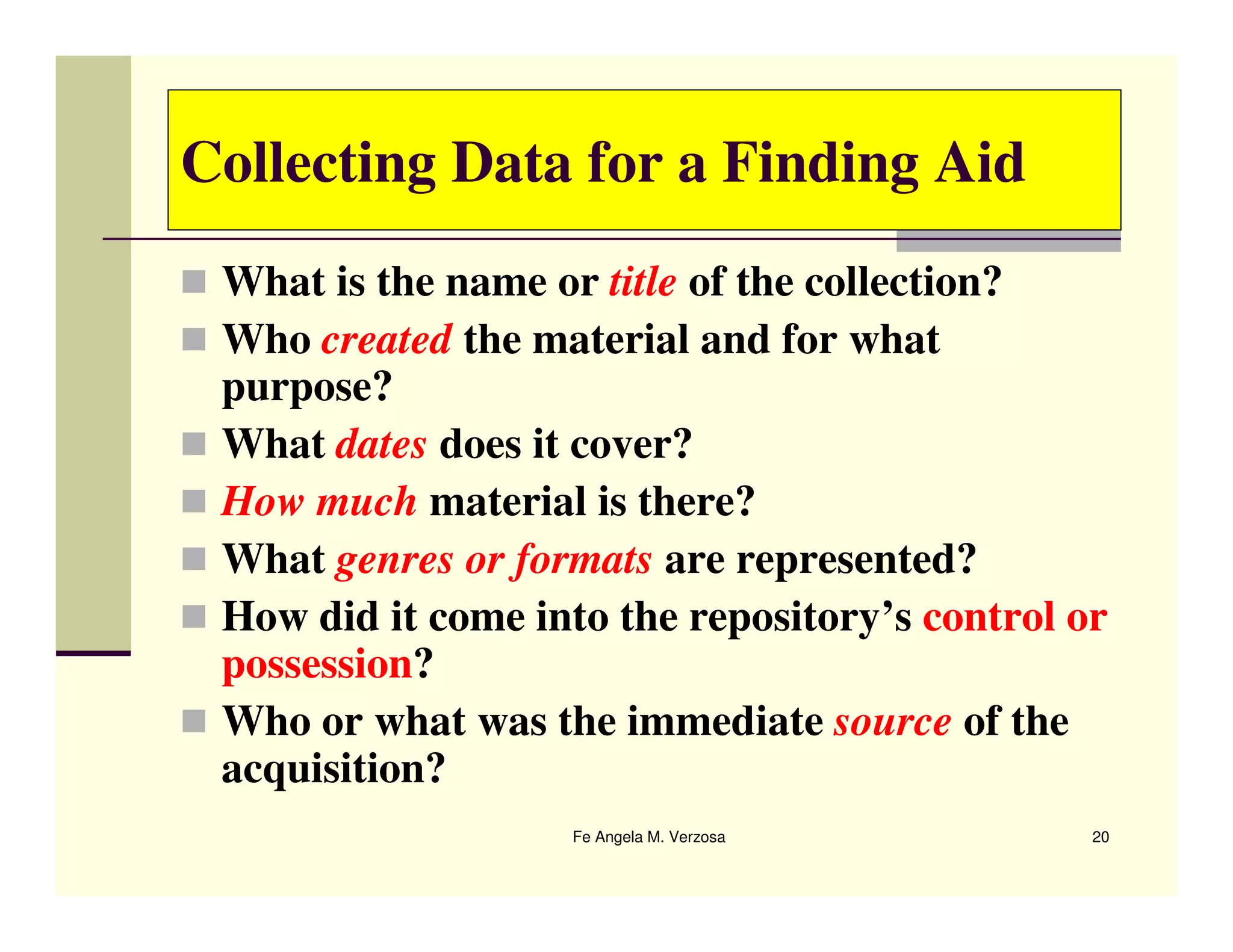 Archival cataloging using ISAD-G | PDF
