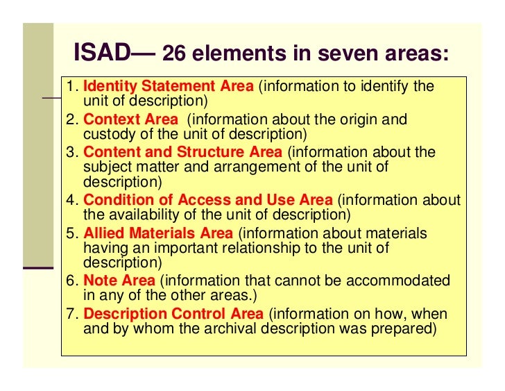Archival cataloging using ISAD-G