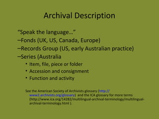 Archival intelligence: using archival catalogues and finding aids | PPT