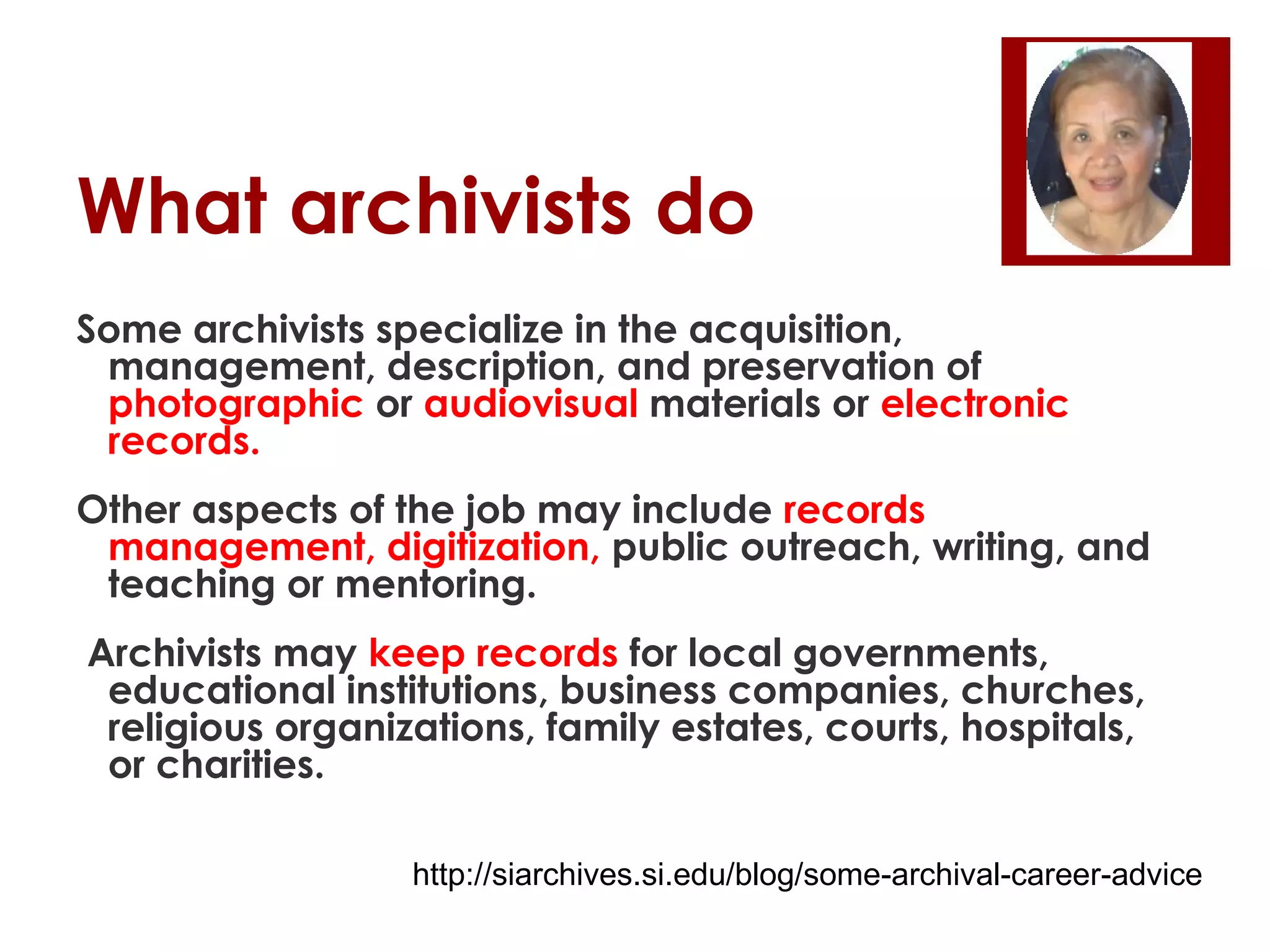 Archival practice and records management | PPT
