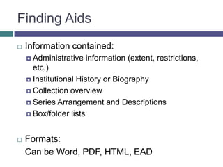 Archival Processing And Description | PPTX