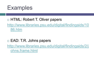 Archival Processing And Description | PPTX