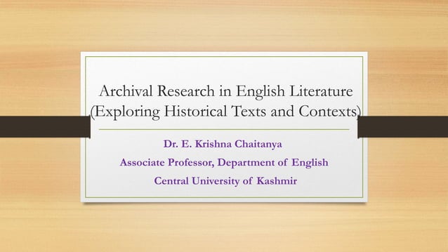 Archival Research Method as a research methodology in English ...
