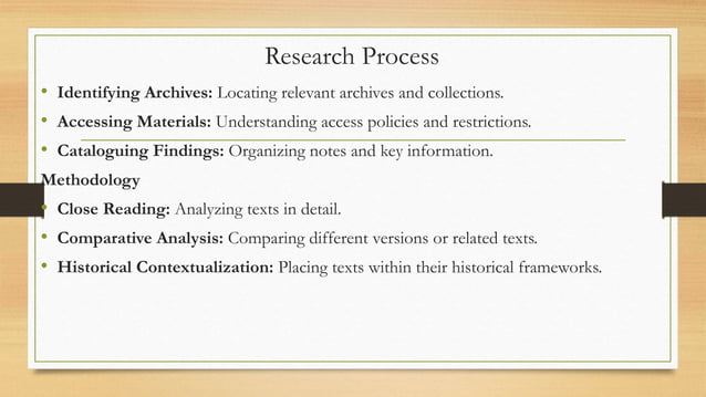 Archival Research Method as a research methodology in English literature | PPTX
