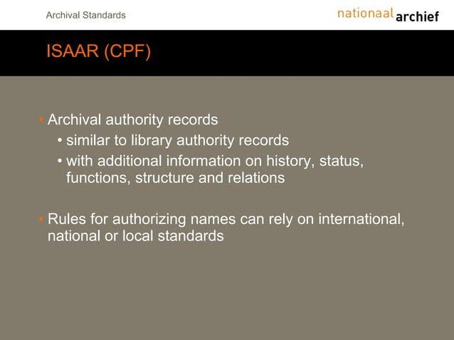Archival Standards – ISAD(G) & ISAAR(CPF) | PPT