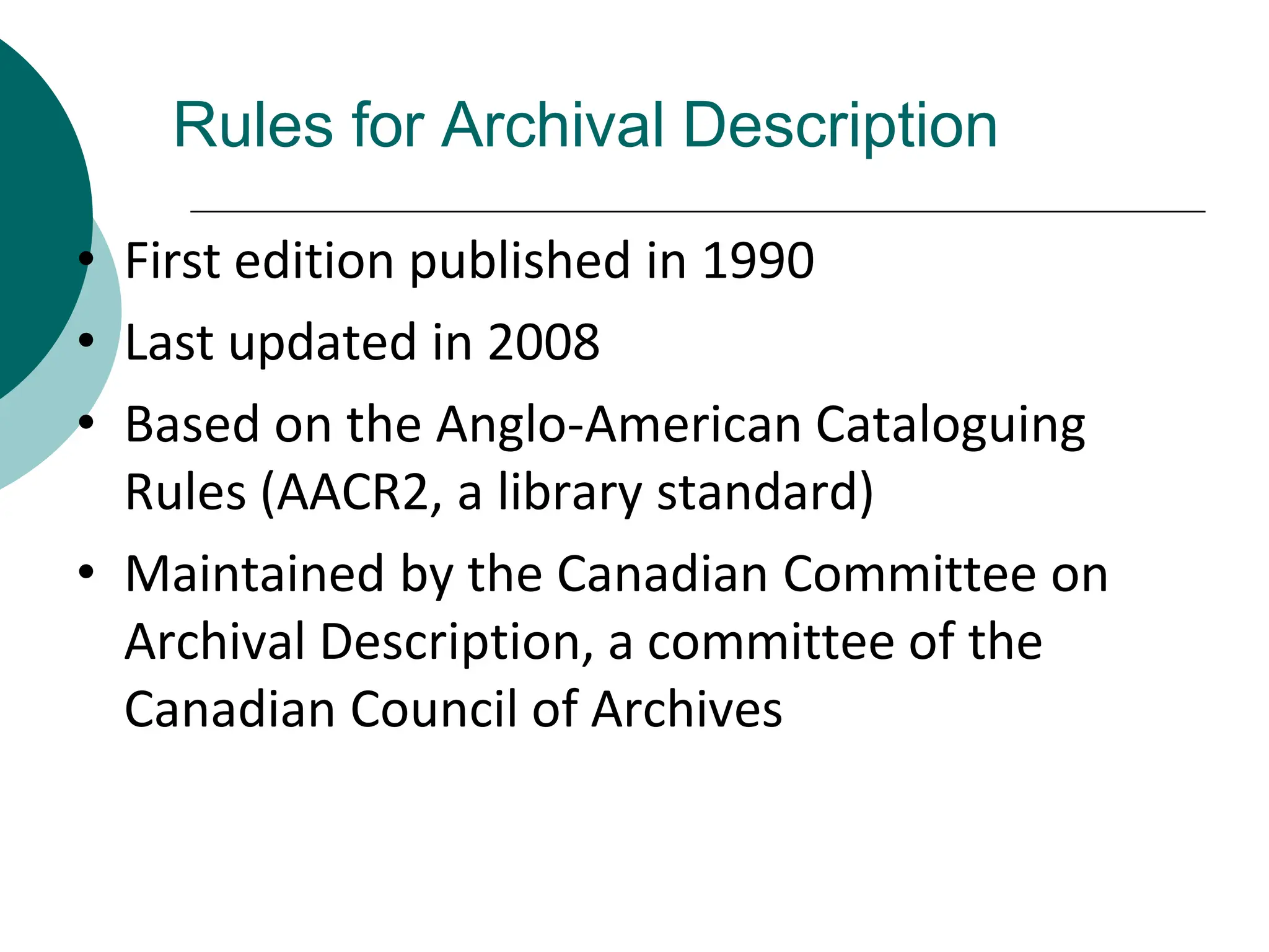 Archive Arrangement and Description 0002 | PPTX