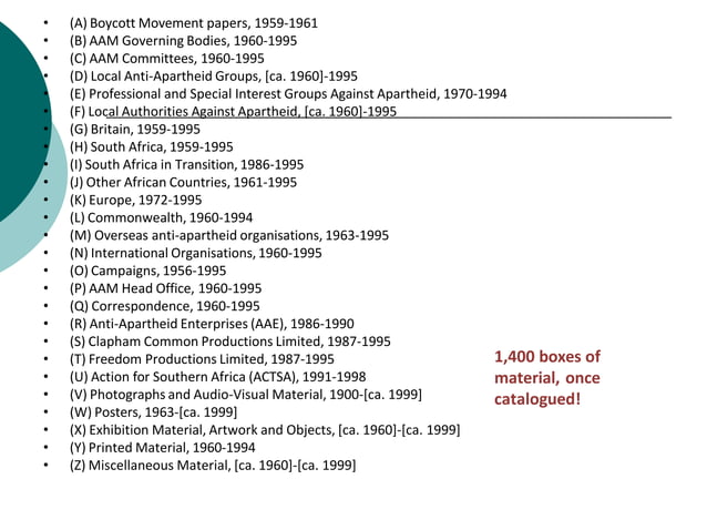 Archive Arrangement and Description 0002 | PPTX | Hobbies & Interests