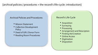 Archival Policies Procedures & the Record's Life Cycle | PPT