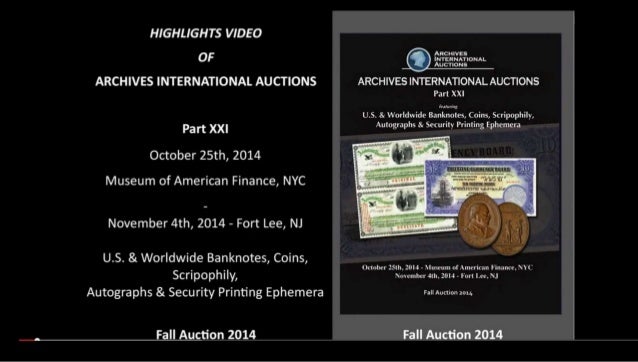 ARCHIVES INTERNATIONAL AUCTIONS Part XXI October 25th, 2014 Highlights