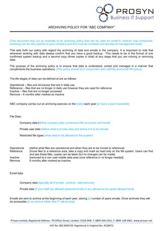 Archiving policy-template | PDF