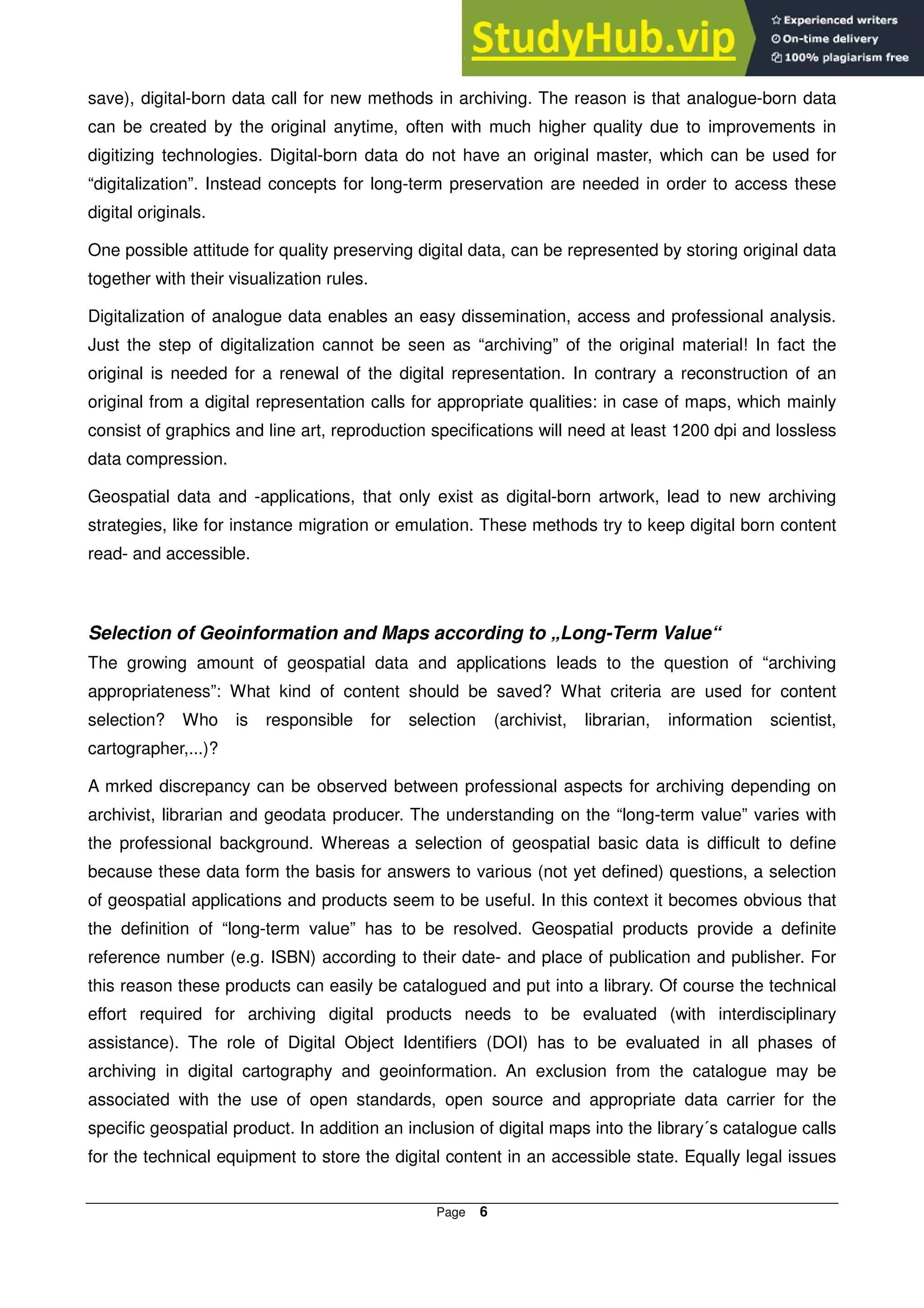 Archiving In Digital Cartography And Geoinformation | PDF