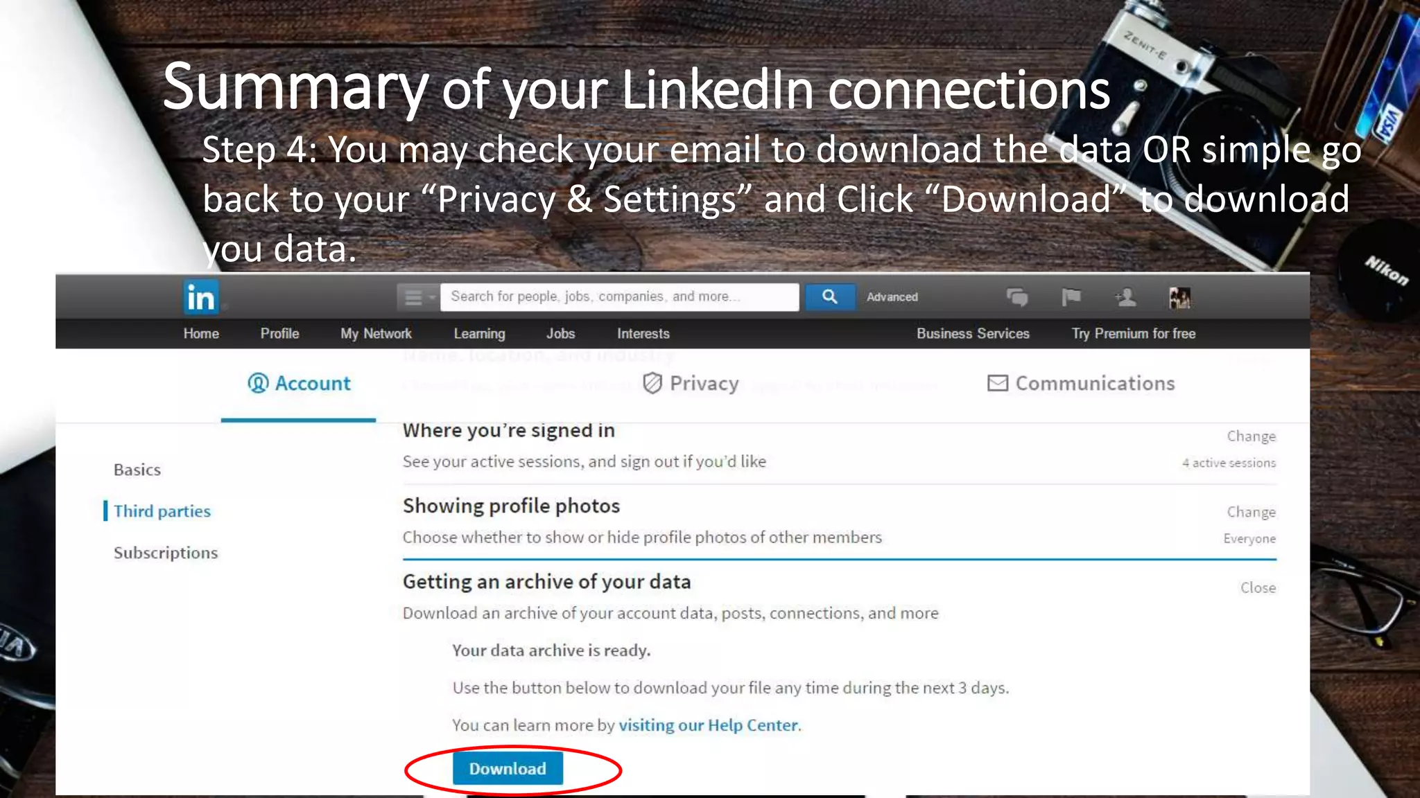 Archiving your LinkedIn connections | PPT