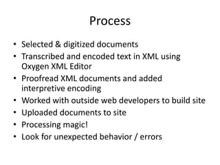 Using Transcription and Text Encoding in Digital Exhibits | PPTX | Web Design and HTML | Internet