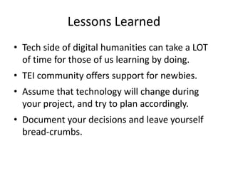 Using Transcription and Text Encoding in Digital Exhibits | PPTX | Web Design and HTML | Internet