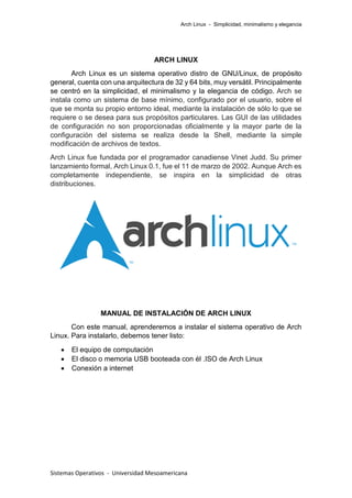 Manual de Instalación - Arch linux | PDF