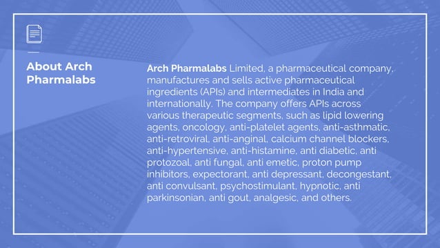 Arch pharmalabs directors information | PPT