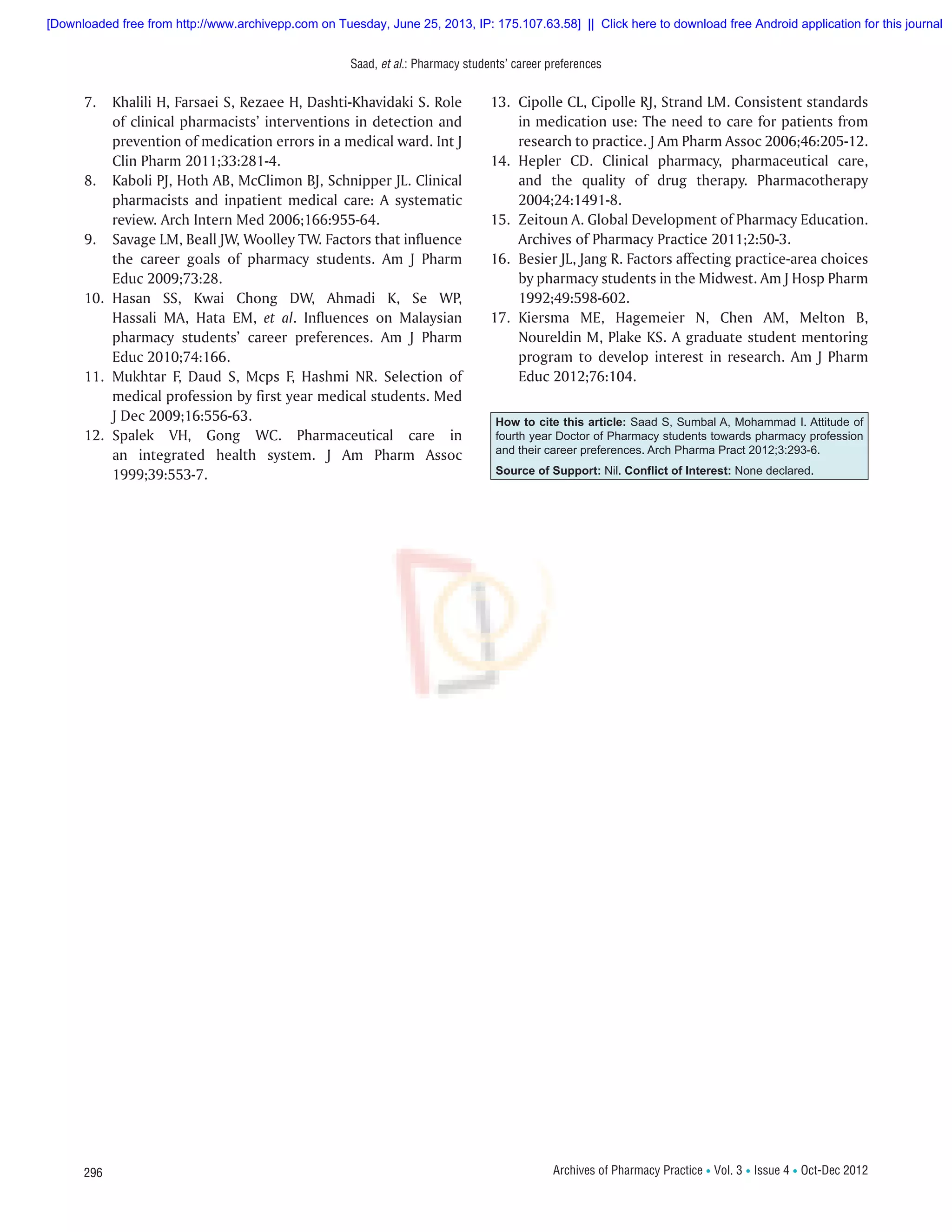 Attitude and Career Preferences of Pharmacists | PDF