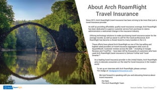 Arch RoamRight Travel Insurance Press Kit | PDF