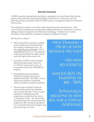 Archstone Increases Revenue Using LevelOne and LRO | PDF