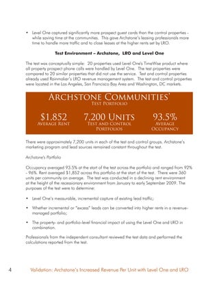 Archstone Increases Revenue Using LevelOne and LRO | PDF