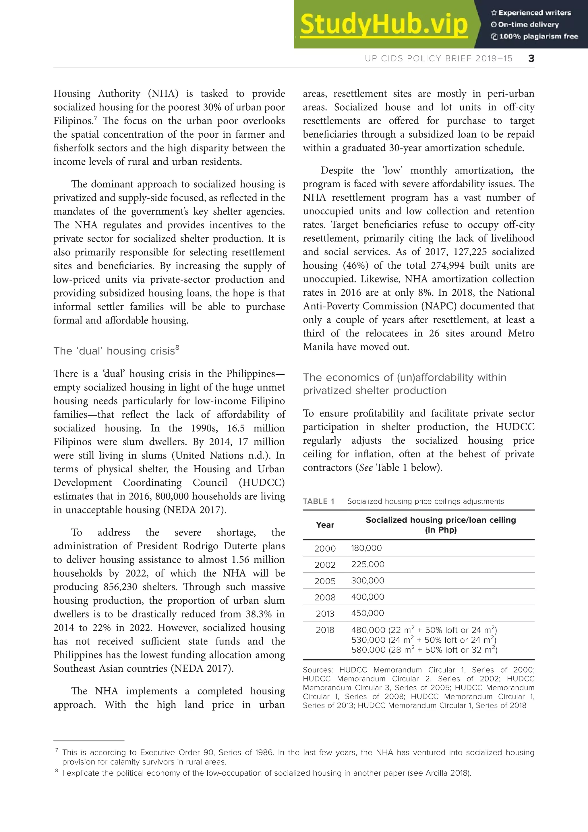 Arcilla 2019 Affordability Of Socialized Housing In The Philippines ...
