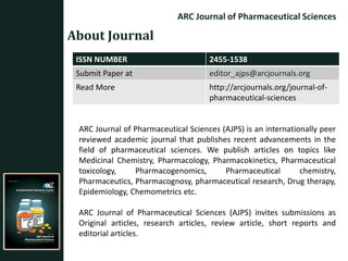 ARC Journal of Pharmaceutical Sciences | PPT