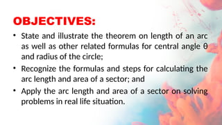 Arc Length, Area of A sector and solving Problems in Real Life ...