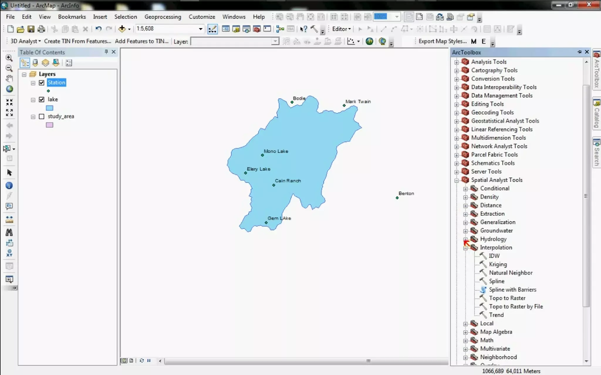 Arc map arcscene gis interpolation kriging method mono lake arcmap 10 | PPT