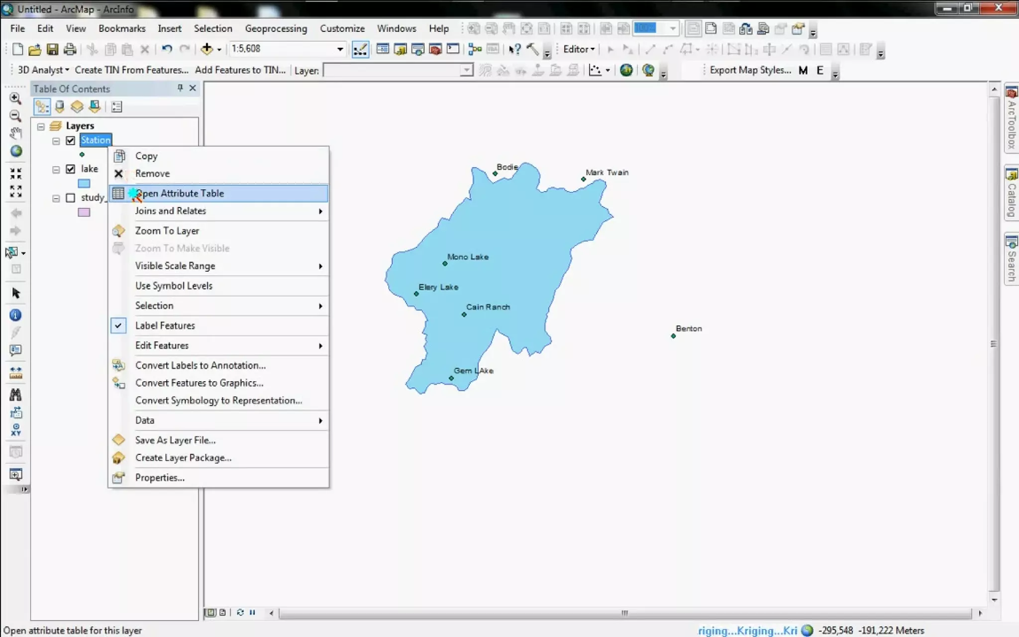 Arc map arcscene gis interpolation kriging method mono lake arcmap 10 | PPT
