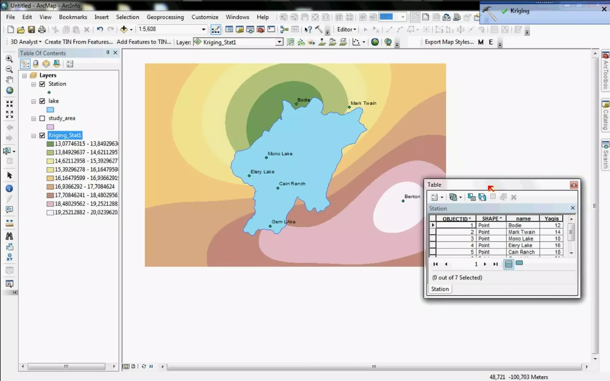 Arc map arcscene gis interpolation kriging method mono lake arcmap 10 | PPT