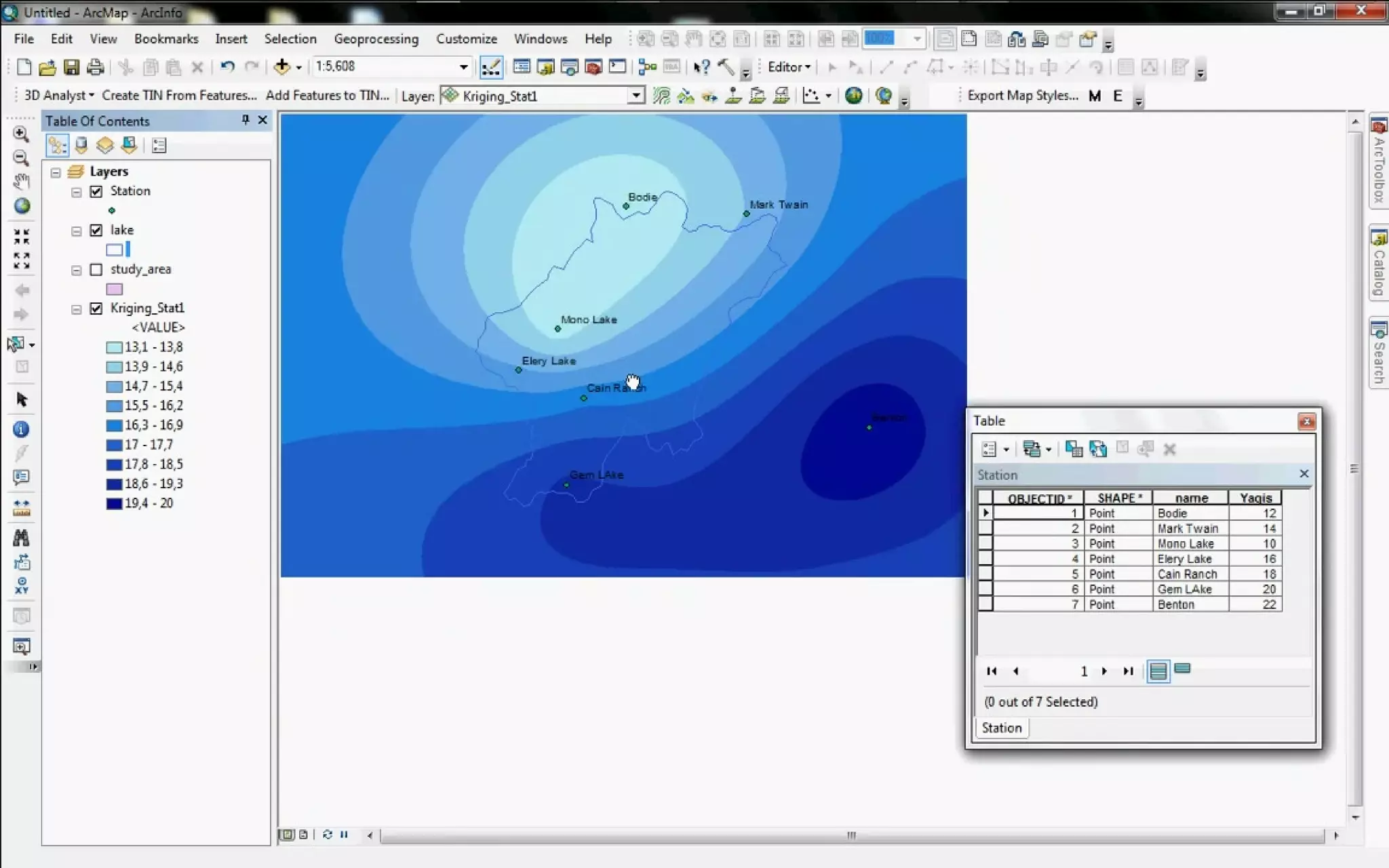 Arc map arcscene gis interpolation kriging method mono lake arcmap 10 | PDF