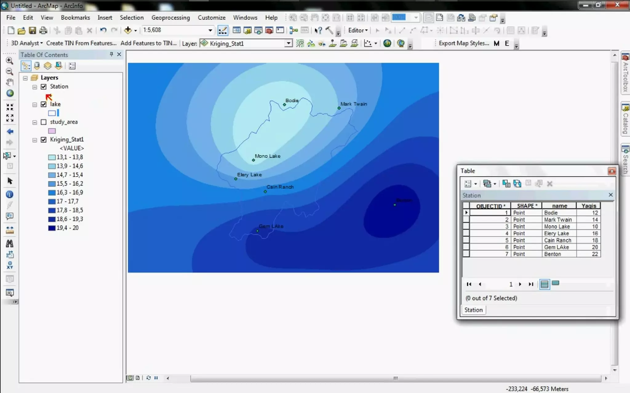 Arc map arcscene gis interpolation kriging method mono lake arcmap 10 | PPT
