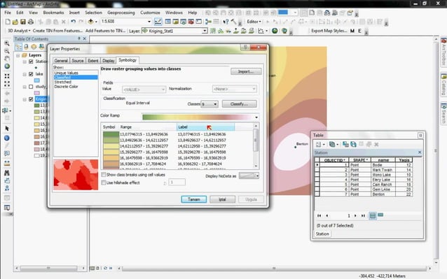 Arc map arcscene gis interpolation kriging method mono lake arcmap 10 | PDF