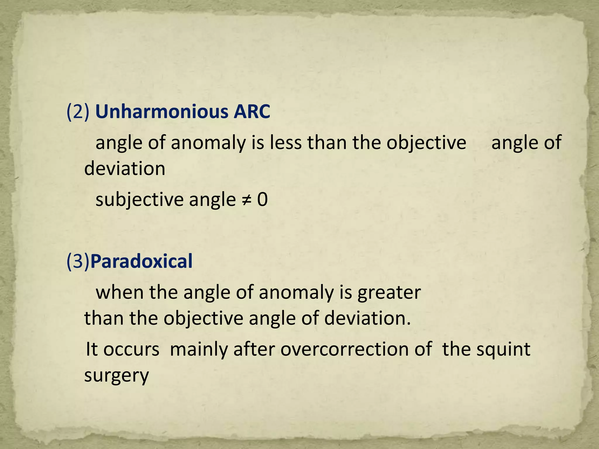 ARC: abnormal retinal correspondence, eccentric fixation | PPTX