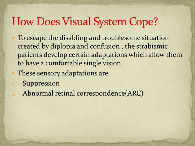 ARC: abnormal retinal correspondence, eccentric fixation | PPTX
