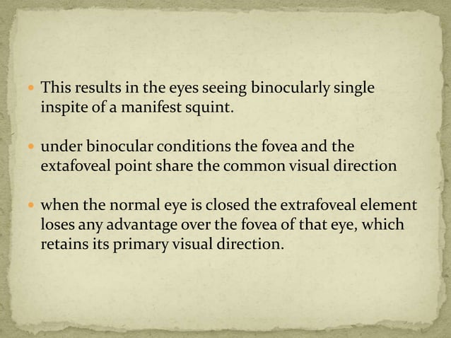 ARC: abnormal retinal correspondence, eccentric fixation | PPTX