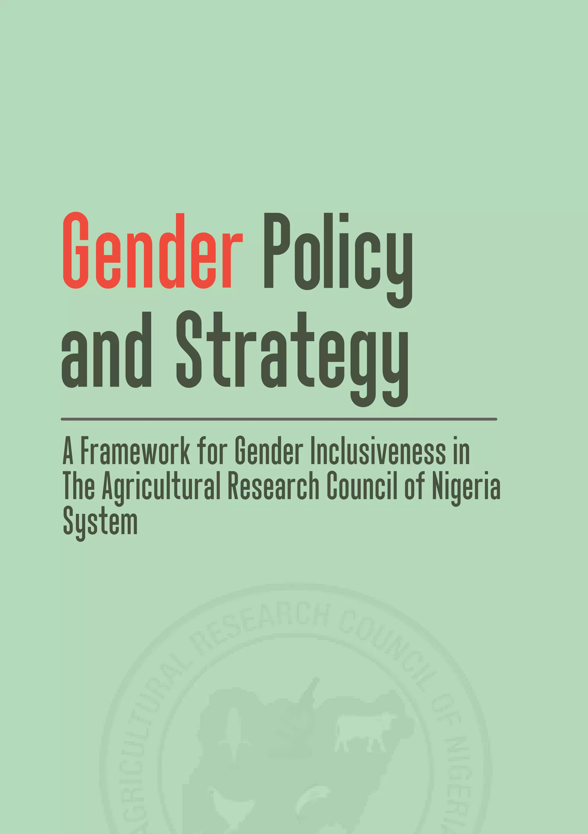 ARCN Gender Policy and Strategy | PDF
