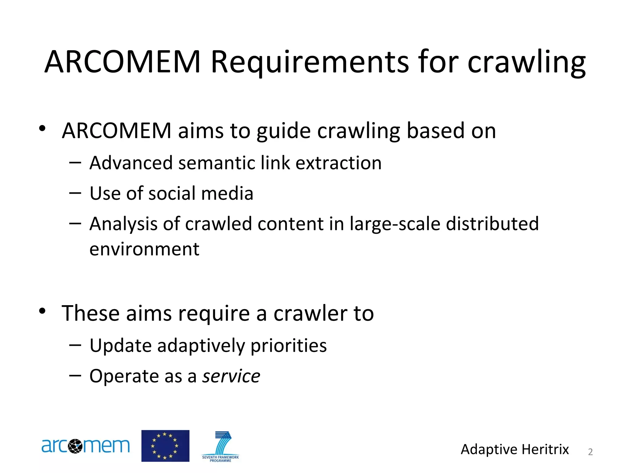Arcomem training heritrix_advanced | PPT