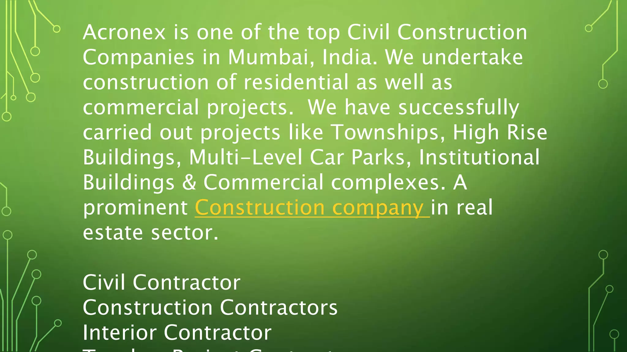 Construction Company in Mumbai - Arconex construction | PPTX