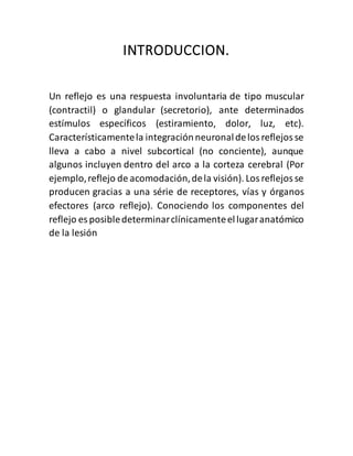 Arco reflejo fisiologia sustentacion | DOCX