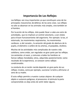 Arco reflejo fisiologia sustentacion | DOCX