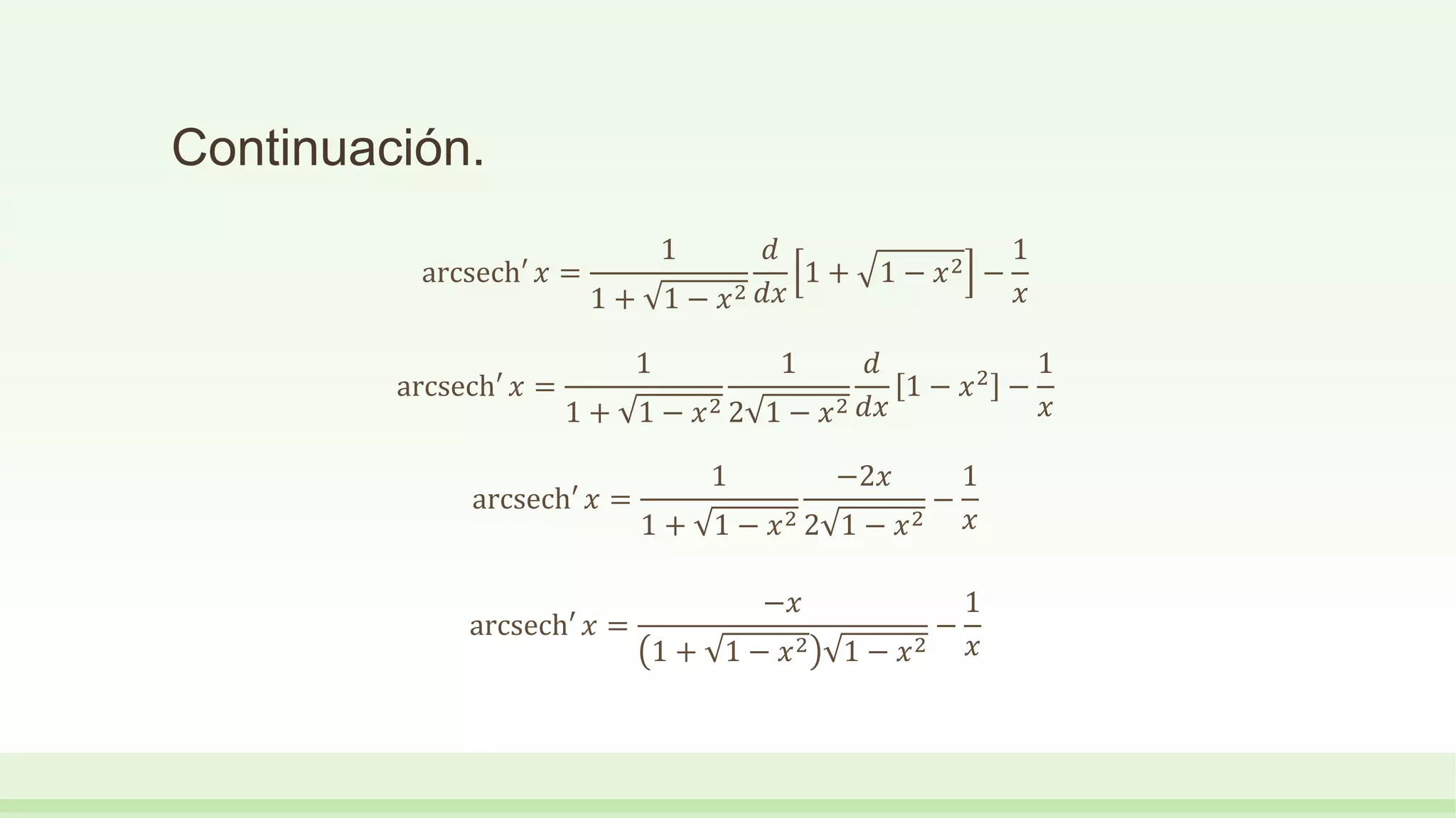 Arcosecante hiperbolica Derivada | PPTX