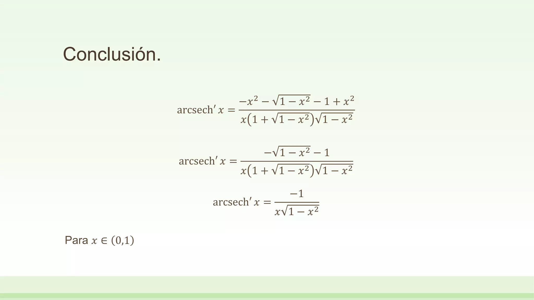 Arcosecante hiperbolica Derivada | PPTX